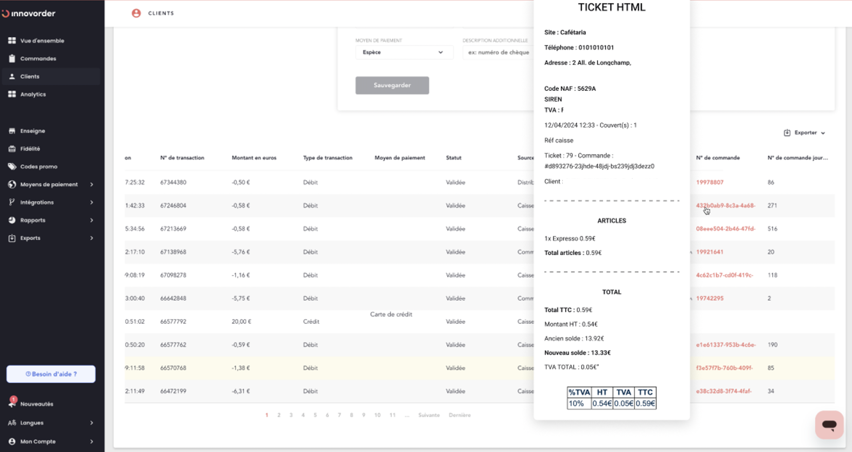 Visualiser le ticket de caisse client depuis le backoffice – Innovorder
